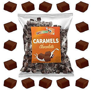 SWEETSOME Caramel Squares - Chocolate Caramel Candy - Individually Wrapped Soft & Chewy Candy - 2 Pound Bag Milk Candies (Chocolate Caramel)