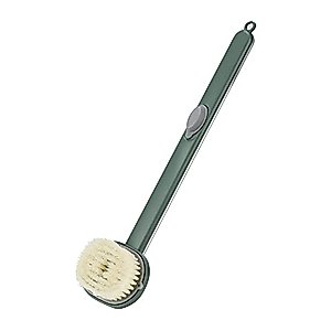 INGVY Dry Brushing Body Brush Multifunctional Detachable Bath Brush Back Body Bath Shower Sponge Scrubber Brushes with Handle Massager Bathroom Brush (Color : Green)