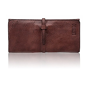 LETEULO Wallets for Women Genuine Leather Card Organizer Dip Dye Coin Purse Ladies Ultrathin Wallets (Coffee) AND Womens Crossbody Bag Vintage Shoulder Bag Leather Clutch Handbags Purse (Coffee, L)