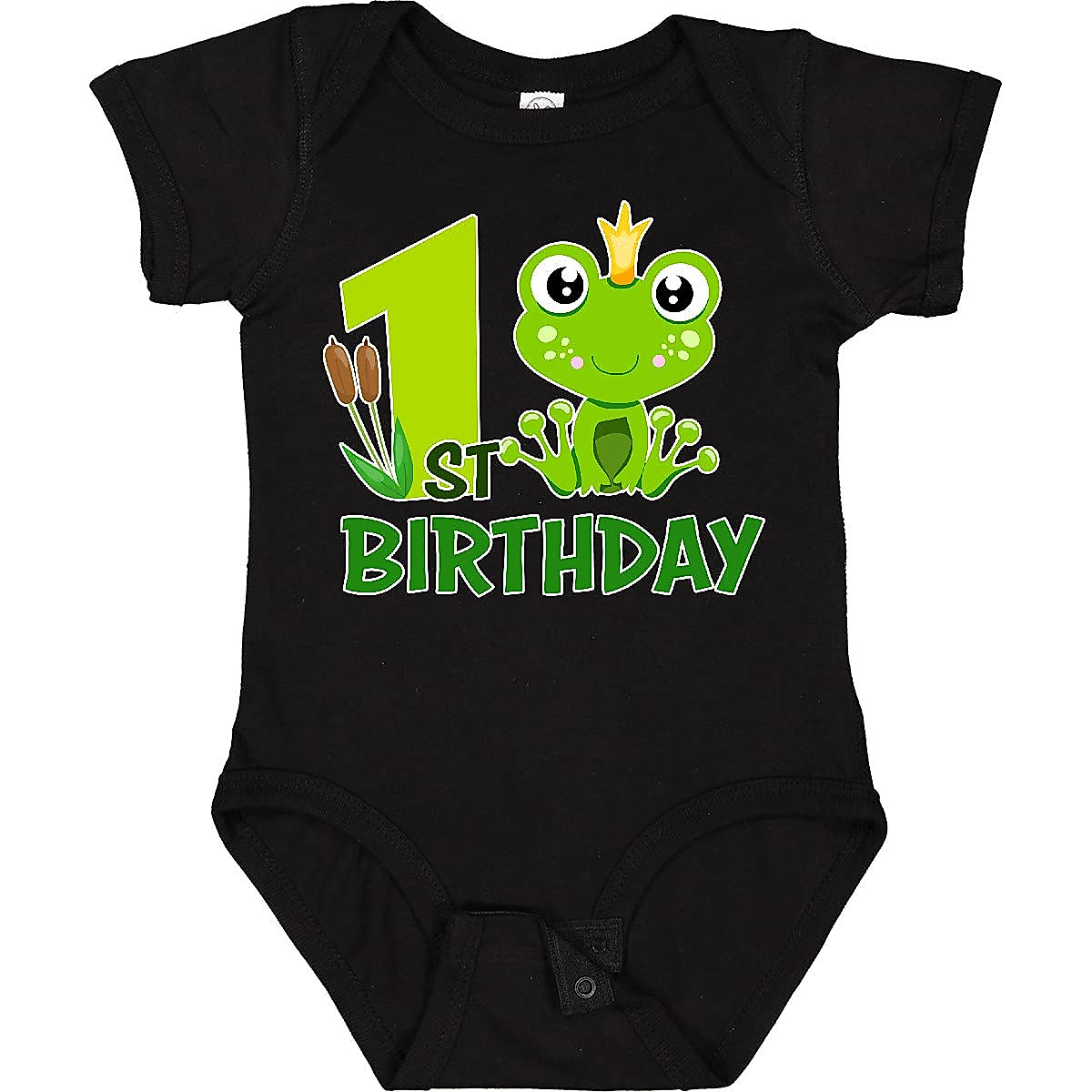 inktastic 1st Birthday Prince Frog Baby Bodysuit 12 Months 0040 Black 2fe45