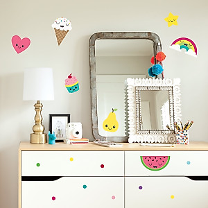 Paper Riot Co. Peel-and-Stick Assorted Kawaii Cute Cartoon Food Vinyl Wall Decal Set, 147 ct.