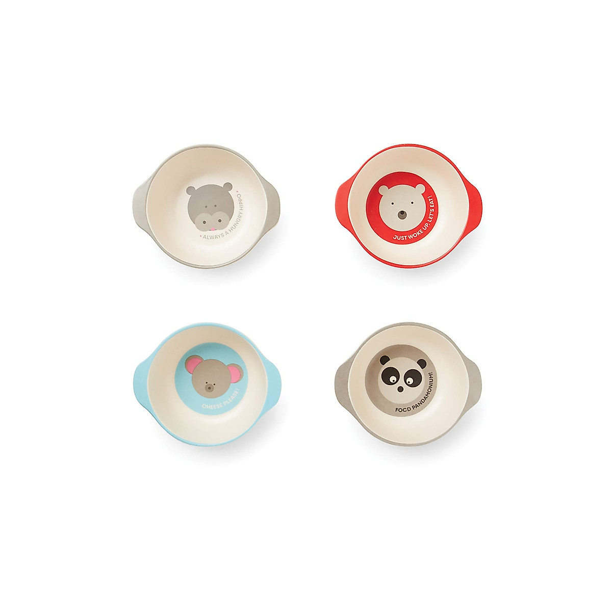 Red Rover Animal Bamboo Kid's Bowls Multicolor, Set of 4