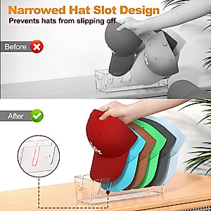 TMVAP 2024 New Hat Stand for Baseball Caps Display and Organizer-2 Pack No Install Acrylic Hat Organizer for 14 Baseball Caps Storage, Hat Racks Storage for Bedroom, Closet, Dresser，Entrance (Clear)