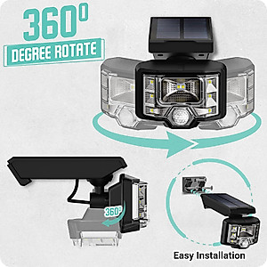 ZIVASA 2023 Upgraded Solar Outdoor Motion Sensor Lights, 360° Rotating LED Security Flood Lights Dusk to Dawn, IP65 Waterproof Solar Powered Wall Lights for Outside Porch Yard Garage