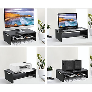 Zimilar Dual Monitor Stand Riser, Monitor Stand with Adjustable Length and Angle Monitor Stand Riser, 2 Tiers Laptop Computer Monitor Riser for PC Screen