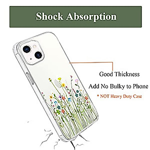 Unov Case Compatible with iPhone 13 Case Clear with Design Embossed Floral Pattern Soft TPU Bumper Slim Protective 6.1 Inch (Flower Bouquet)