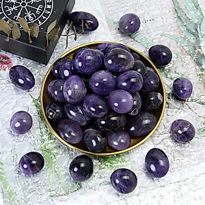 Tumbled Polished Natural Amethyst Stones, Crystals and Healing Stones Quartz Bulk for Wicca, Reiki, Healing Energy, Chakra Stones, Witchcraft Supplies(10Pcs)