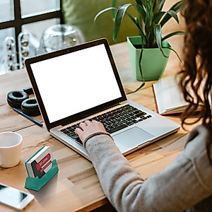 4 Pack Business Card Holder Desk Horizontal Holds 3.5" x 2" Gift Card Appointment Teal Green Acrylic Countertop Display Stand Tabletop for Any Business by Marketing Holders