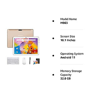 TOSCiDO Tablet 10 inch Tablet with Keyboard (Gold)