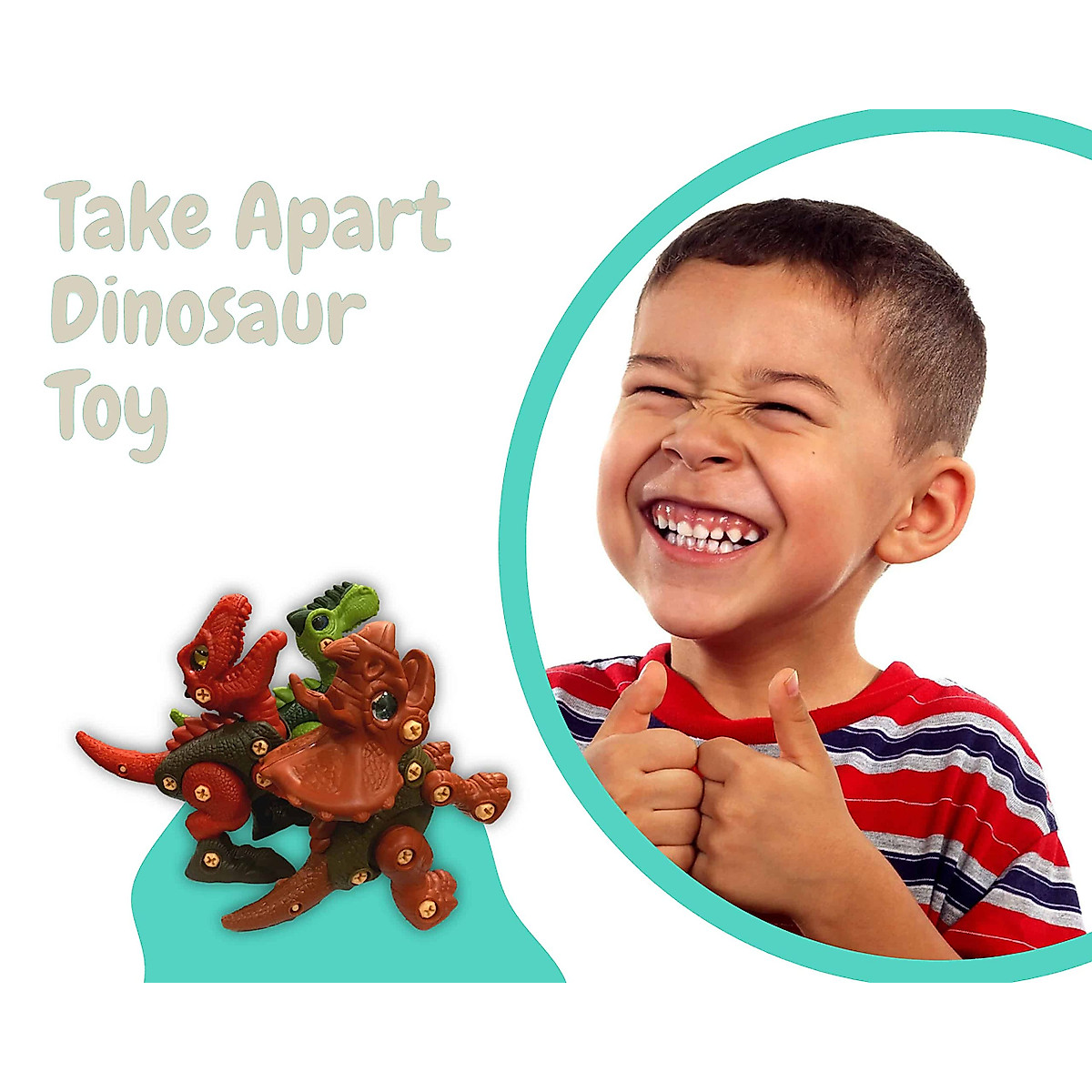 Pop A Giggle Take Apart Dinosaur Toys for Kids 3-5, Dino Toy with Electric Drill for 3 4 5 6 7-Year-Old Boys, Stem Educational Learning Building T-Rex Dino for Birthday Gifts