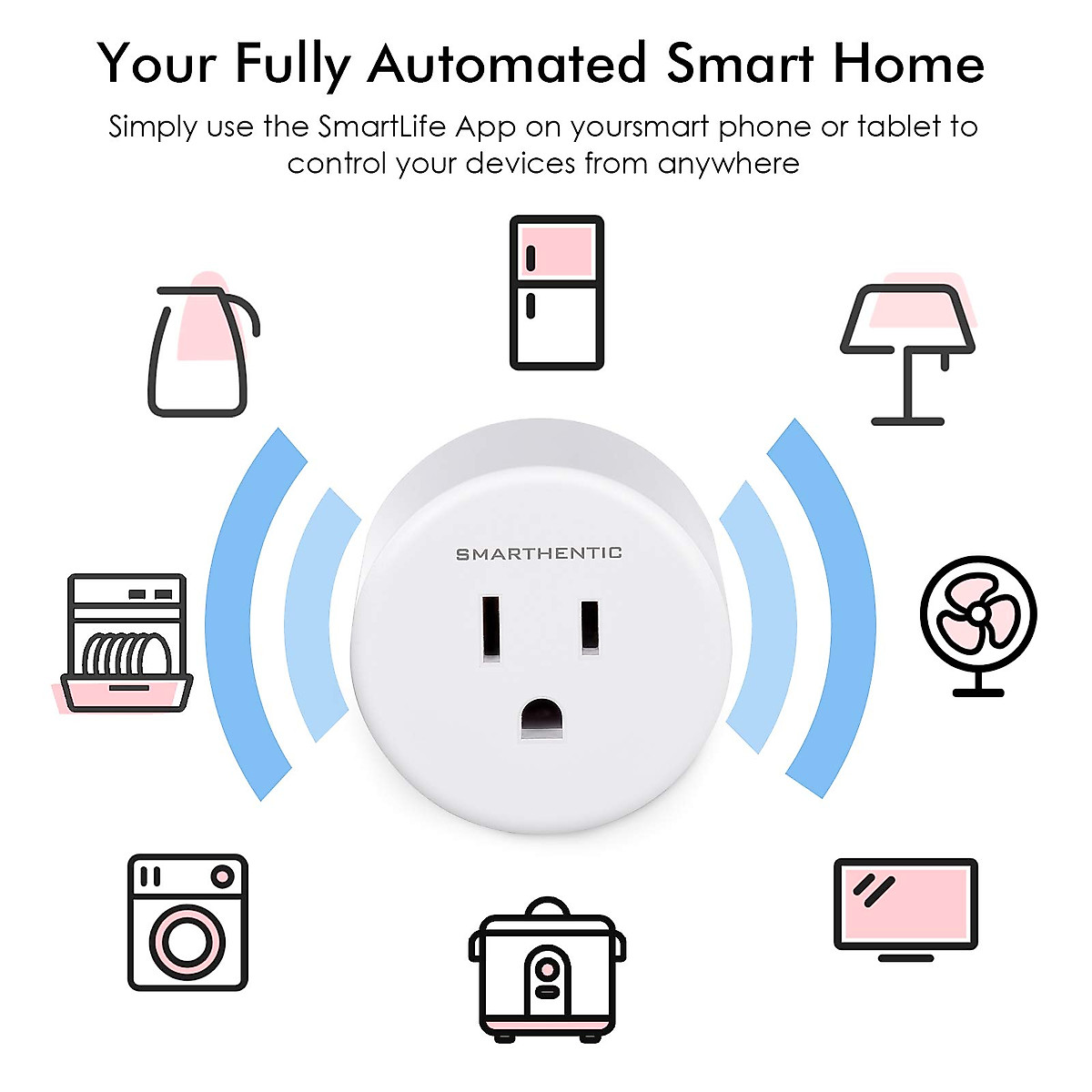 Smart Plugs, WIFI Outlet Timer Socket Sets, Remote Control Gadgets, Alexa, Google Home Voice Control, 2.4GHZ Network Outlet Extender, ETL Certified, Cool Stuff for Your Room, Pack of (6)