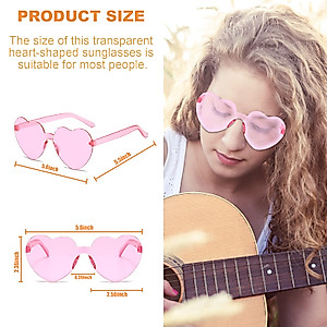 REHALY 16 Pairs Heart Shaped Rimless Sunglasses Colorful Heart Glasses Transparent Heart Sunglasses Party Favors