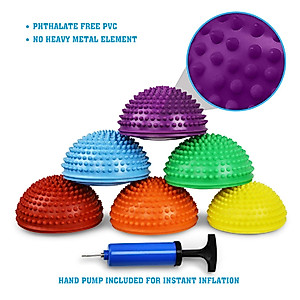 Yes4All Hedgehog Balance Pods for Exercise, Core Body Balancing, Balance Pods for Kids & Adults with Hand Pump - Set of 25