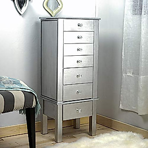 Alveare Home Helena Standing Jewelry Armoire, Silver