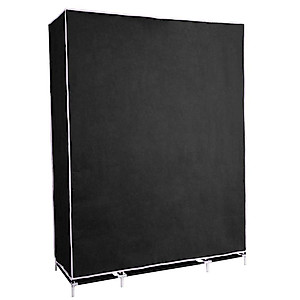 YesHom 50" Portable Non-Woven Fabric Wardrobe Bedroom Closet Clothes Cupboard Hanging Rail Storage Organizer Shelf Back