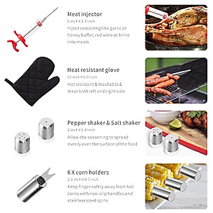 SENDAIST Deluxe BBQ Grill Tool Set – 32 PCS Camping BBQ Grilling Accessories – Portable Grill Utensil Set with Thermometer in Heavy Duty Aluminum Case