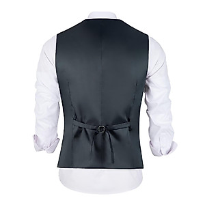 Men's 2 Piece Suit Slim Fit Wedding Groomsmen Suits Vest Pants Set Casual Business Tux Waistcoat and Trousers Navy Blue XXL