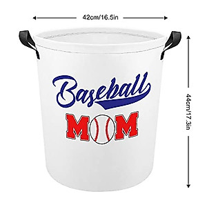 Baseball Mom Large Laundry Basket Hamper Bag Washing with Handles for College Dorm Portable