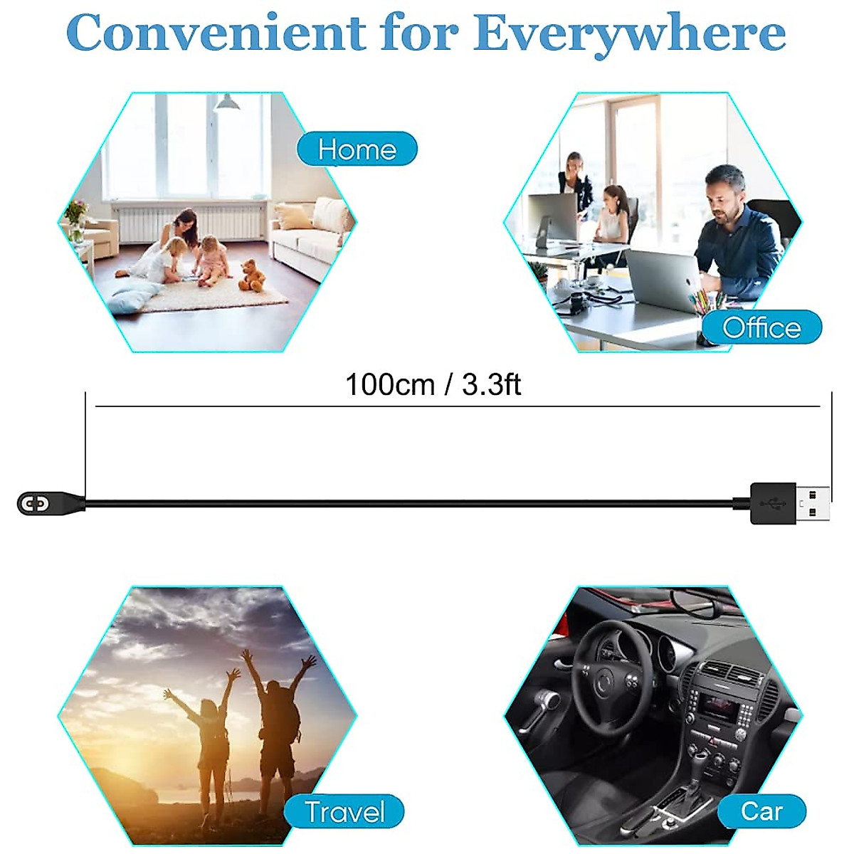 Threeeggs Charger for AfterShokz Aeropex AS800, USB Charging Cable for Shokz OpenRun Pro, OpenRun Mini, OpenComm Bone Conduction Headphones 3.3ft / 100cm (1)