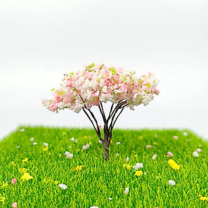 Kayzyue 18 Pcs Miniature Flower Trees Fairy Garden Tree Plant Ornament Model Tree Train Scenery Architecture Trees for DIY Crafts,Building Model,Scenery Landscape Natural Green Dollhouse Decor