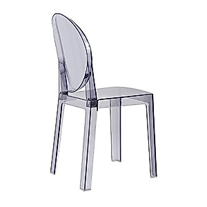 2xhome Set of 4 Large Size – Smoke Crystal Mid Century Modern Contemporary Ghost Side Chair No Arms Wheels Armless with Back Transparent Guest Work