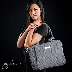 JuJuBe Be Classy Structured Multi-Functional Multi-Functional Diaper Bag/Purse, Legacy Collection - The Queen of the Nile - Black/White Chevron