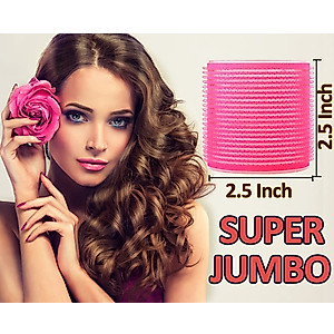Super Jumbo Hair Rollers, 12 Pack Self Grip Salon Hairdressing Curlers, Hair Curlers Sets, DIY Curly Hairstyle for Long Hair, Colors May Vary, Jumbo Plus