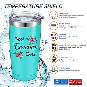 Patelai Teacher Appreciation Gifts for Women Best Teacher Ever Tumbler with Straw 20 oz Thank You Gifts for Women Travel Mug Teacher Gifts for Graduation Teachers Birthday Gifts