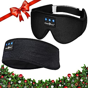 MUSICOZY Sleep Headphones Bluetooth Sports Headband, Wireless Music Sleeping Headphones Sleep Eye Mask Earbuds for Side Sleepers Workout Running Insomnia Travel Yoga Office, Pack of 2