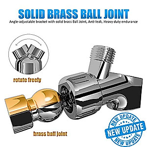 Handheld Shower Head, WASSERN 5.2'' High Pressure 6 Setting 81 Jets Rainfall Massage Water Saving Trickle Pause Extra Long 80'' Stainless Steel Hose Angle Adjustable Brass Ball Joint Bracket Chrome