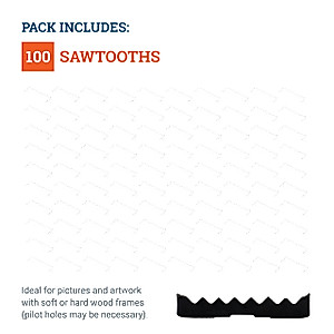 Sawtooth Picture Hangers - 100 Pack - Black Sawtooth Picture Hangers No Nail - 1 3/4 Inch Sawtooth Hangers