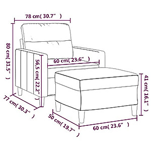 vidaXL Sofa Chair with Footstool Living Room Leisure Relax Single Couch TV Sofa Chair Seating Armchair Seat Furniture Light Gray Fabric