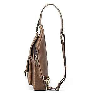 Handmade World Genuine Leather Sling Bag for Men Chest Shoulder Crossbody Travel Hiking Backpack Vintage Handmade Daypack