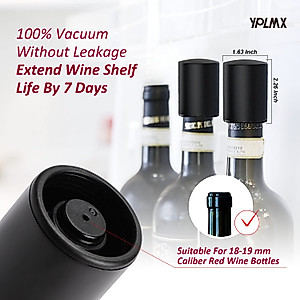 [2-Pack] YPLMX Vacuum Wine Bottle Stopper. The Built-In Vacuum Pump Sucks Air Away And Keeps The Wine Fresh. High-End Stoppers Can Be Reused. The Best Gift For Wine Lovers (Black)