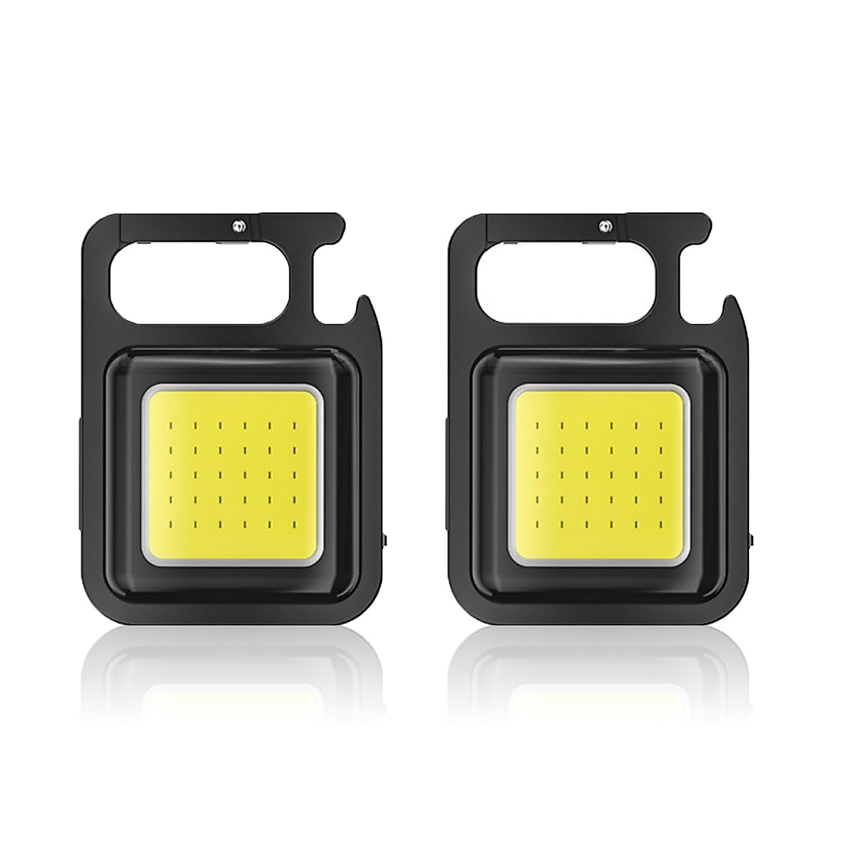 GKmow 2 PCS Car Keychain Light, Portable Mini COB Three-mode Work Light, Foldable Stand Bottle Opener Night Light, Suitable for Car Camping, Long-distance Travel, Home Use (Black)