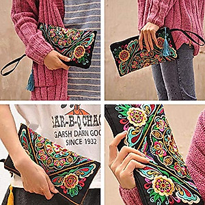 Clutch Purse, Embroidery Flower Clutch Handbag Evening Bags Handbags Wristlet Clutches Bag Wallet Summer Beach Bag for Women
