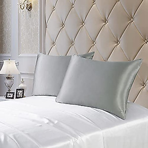 ZIMASILK 100% Mulberry Silk Pillowcase for Hair and Skin - Upgraded Silk Pillow Case, More Soft & Durable, Highest Grade 6A Silk, with YKK Zipper, Gift Box 1Pc (Standard 20"x26", Grey)