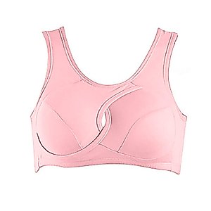 Bra for Women JFLYOU Ladies Solid Sport Bra Solid Running Yoga Bras Padded High Impact Workout(Pink,Medium)
