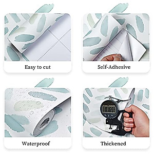 Green and White Wallpaper Peel and Stick Wallpaper Boho Contact Paper for Cabinets Leaf Wallpaper for Bedroom Self-Adhesive Removable Wallpaper Herringbone Wallpaper Drawer Kids Wallpaper 17.3“×78.8”