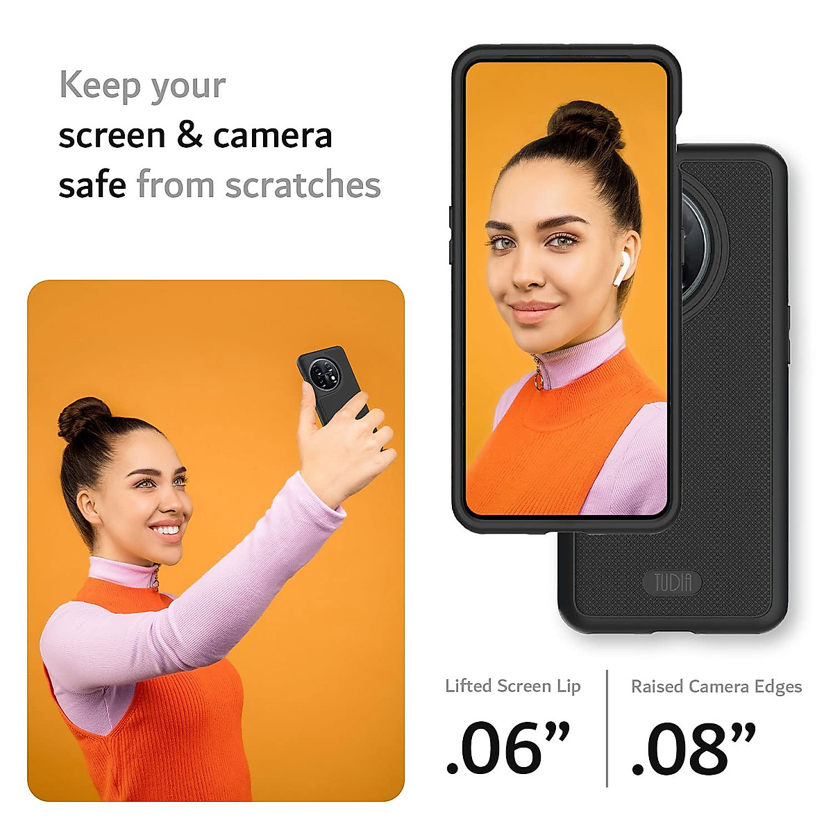 TUDIA DualShield Grip Designed for OnePlus 11 Case 5G (2023), [MergeGrip] Dual Layer Shockproof Slim Military Grade Non-Slip Tough Heavy Duty Protective Phone Case Cover - Matte Black