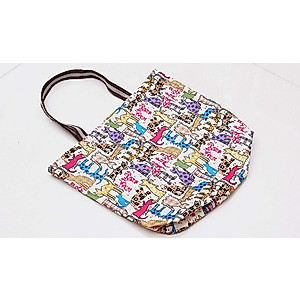 couragejoy Reusable Shopping Bags Foldable Washable Waterproof Large Grocery Bags Heavy Duty Long Handles With Zipper Attached Pouch Sturdy Daily Bags For Working Traveling(cat patern)