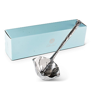 Arthur Court Aluminum Metal Magnolia Pattern Punch/Soup/Serving Ladle Silver Spout 12.5 inch Long