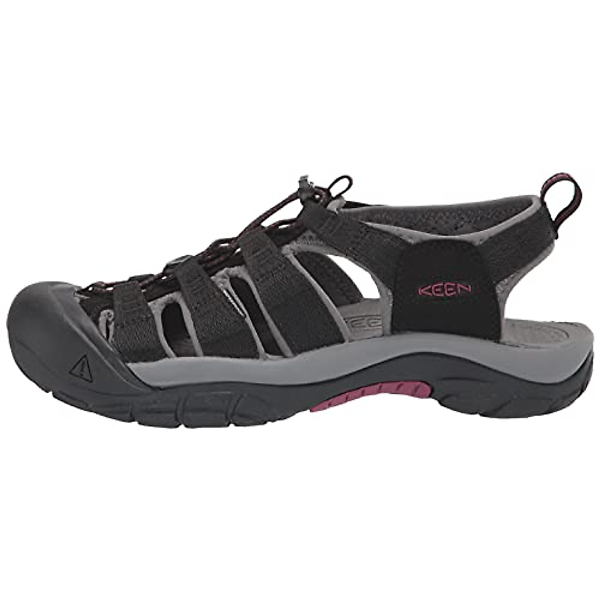 KEEN Women's Newport H2 Closed Toe Water Sandals, Black/Raspberry Wine, 8.5
