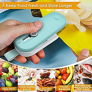 Mini Bag Sealer, Portable Heat Vacuum Sealer, 2 in 1 Heat Sealer and Cutter with Lanyard, Handheld Bag Resealer Machine for Plastic Bags Food Snack Storage (Batteries Included)