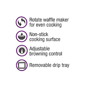 Salton WM1082, Rotary Waffle Maker, 5 kg, Stainless Steel, Black