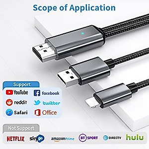 DRYMOKINI Lighting to HDMI Cable, i-Phone to TV Mirroring Cable 1080P, Digital AV Adapter Cable, Compatible with Phone 13/12/11XR/X/8/7/6, Pad Air/Mini/Pro/i-Pod Touch to TV/Projector