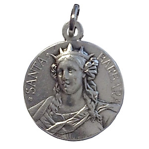 Saint Barbara Silver Tone Medal - Patroness of Firefighters - Made in Italy