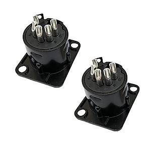 GDQLCNXB XLR Female Jack 5 Pin Panel Mount Jacks, XLR Female Socket Audio Speaker Microphone Connector 5Pcs,Black Metal Housing