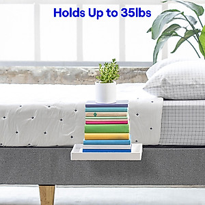 BedShelfie Bedside Shelf for Bunk Bed & Top Bunk, College Dorm Room Essentials, Loft Nightstand, Floating Bed Side Table Tray Storage, Dorm Room Decor, College Dorm Essentials - White Wood Slide
