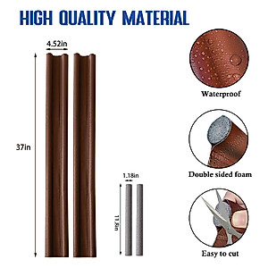 Under Door Draft Stopper 37" Cuttable and Washable,Draft Stopper for Bottom of Door,Twin Door Draft Stopper,Energy Saving Weather Stripping Door Seal Reduce Noise Adjustable Door Stoppers (Brown)